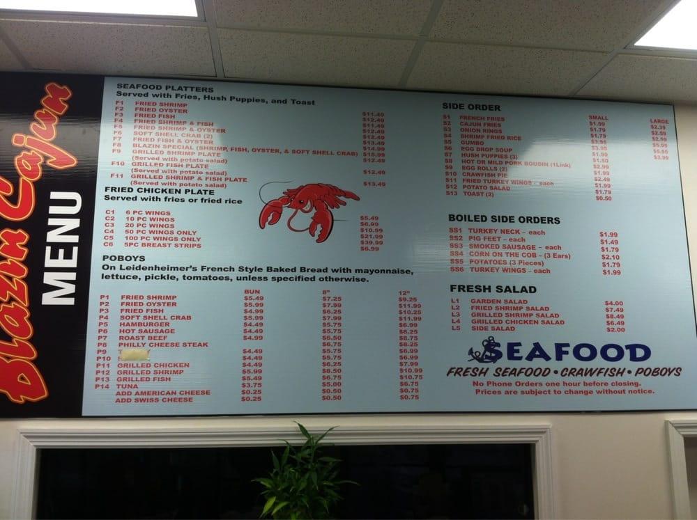 Menu at Blazin Cajun Seafood restaurant, Gulfport