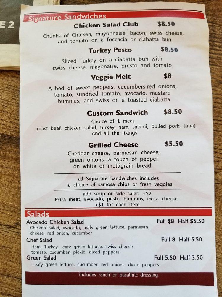 Menu at Cafe Tica, Vancouver