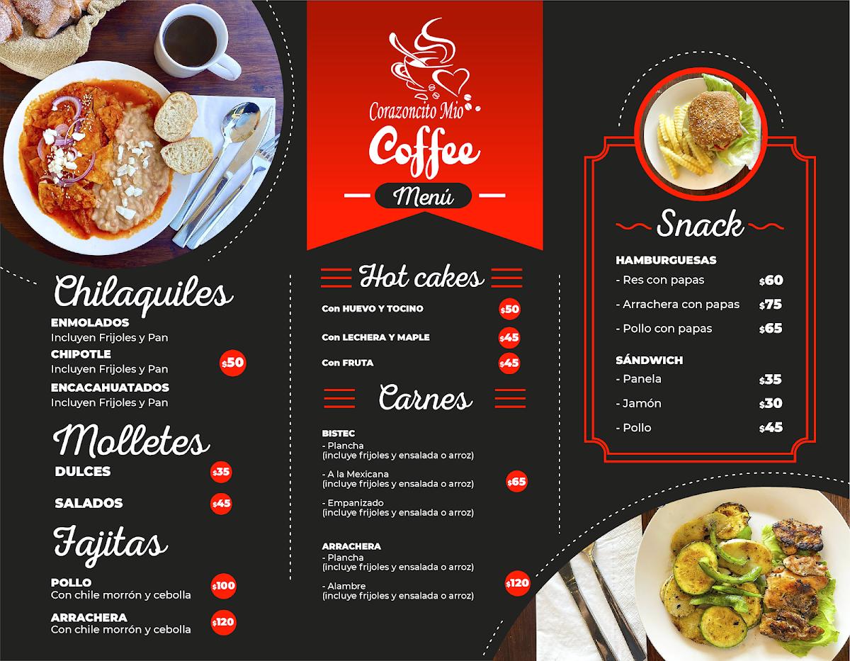 Menu at Corazoncito Mío Cafe, Guadalajara