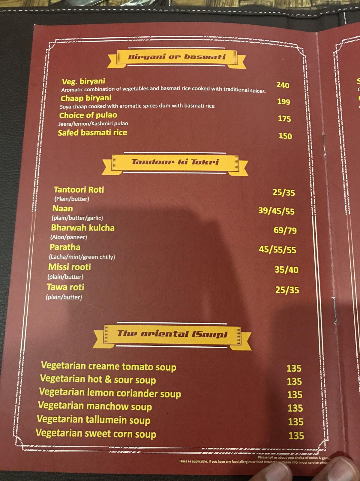 Menu at FOOD ART fine dining, Vrindavan
