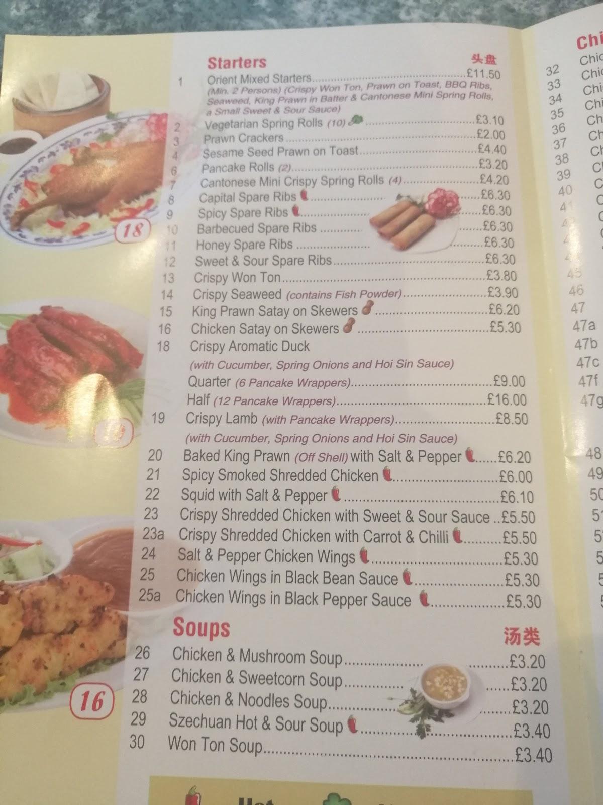 Menu at Orient Express fast food, Bristol