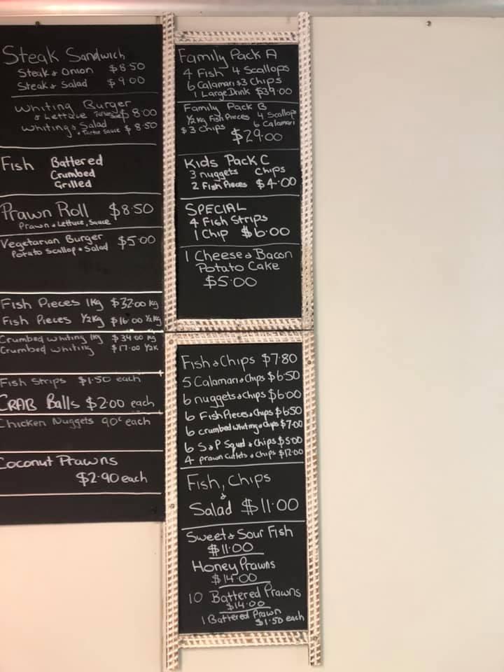 Menu at Ship To Shore Seafood restaurant, Glen Innes
