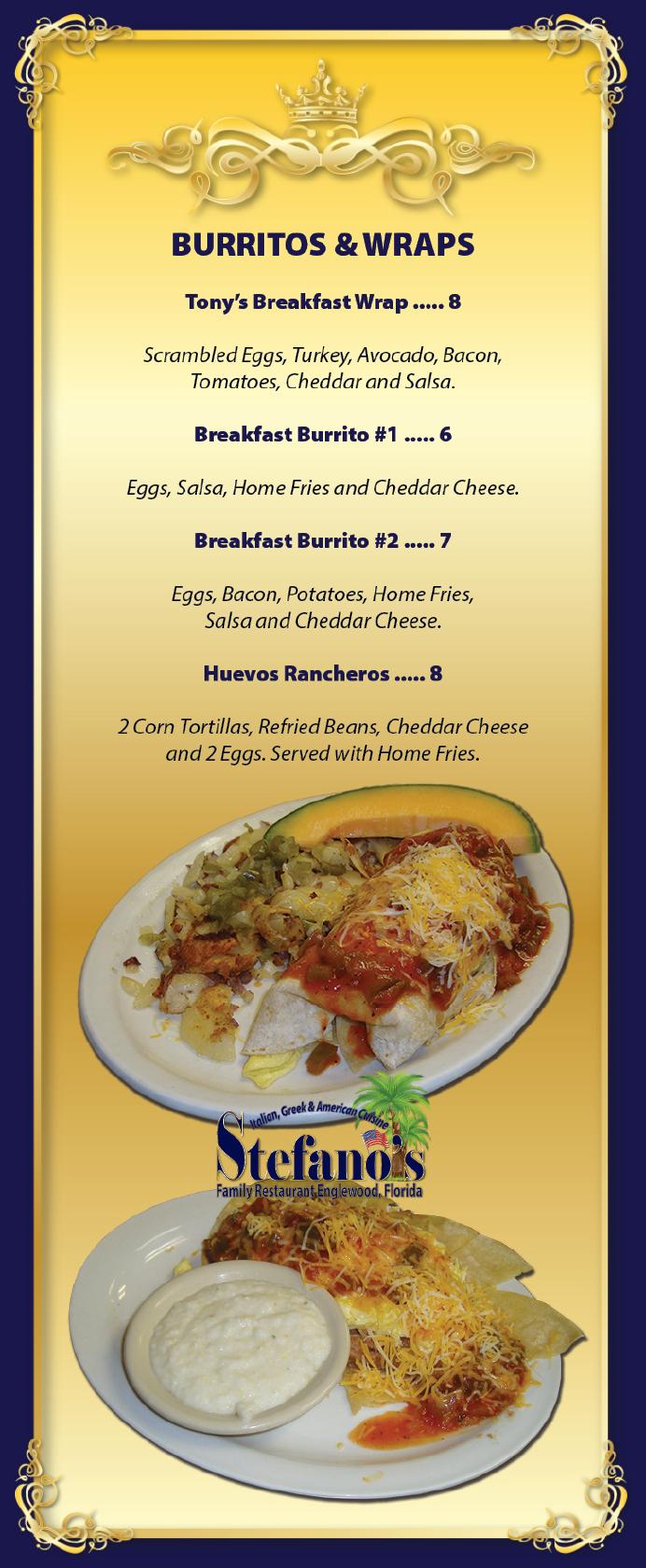 Menu at Stefano's Family Restaurant, Englewood