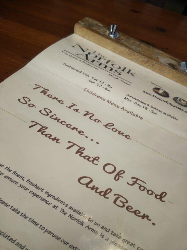Menu at The Norfolk Arms pub & bar, Stockport