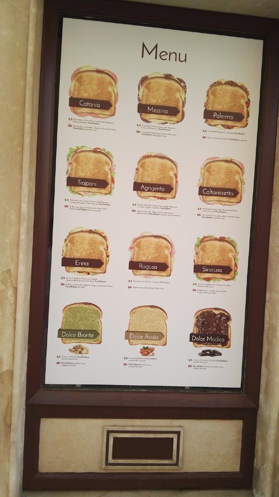 Speisekarte von Toast & Shop fast Food, Modica