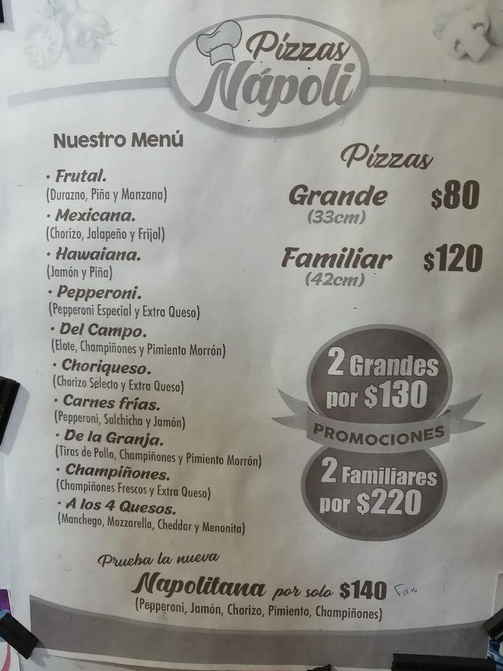 Menu at Pizzas Napoli, Mexico City, Calle 308 esq. 305 #355