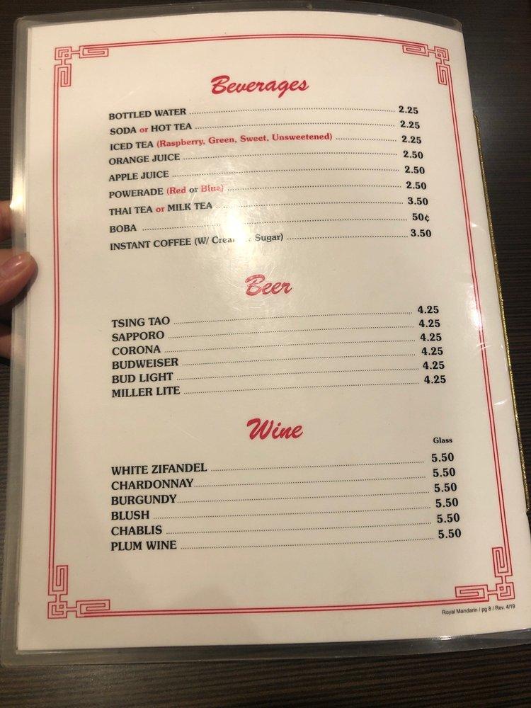 Menu at Royal Mandarin restaurant, National City
