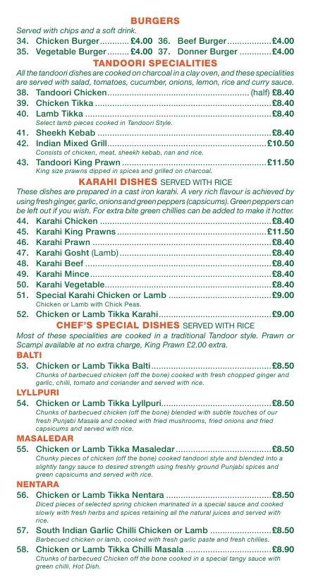 Menu at Spice Of Life fast food, Glasgow, 13 Maxwellton Ave