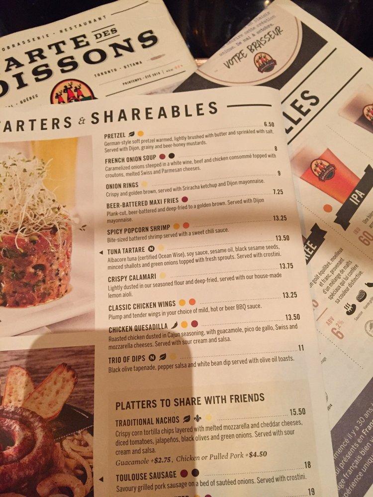Menu at Les 3 Brasseurs pub & bar, Montreal, 105 Rue Saint-Paul Est