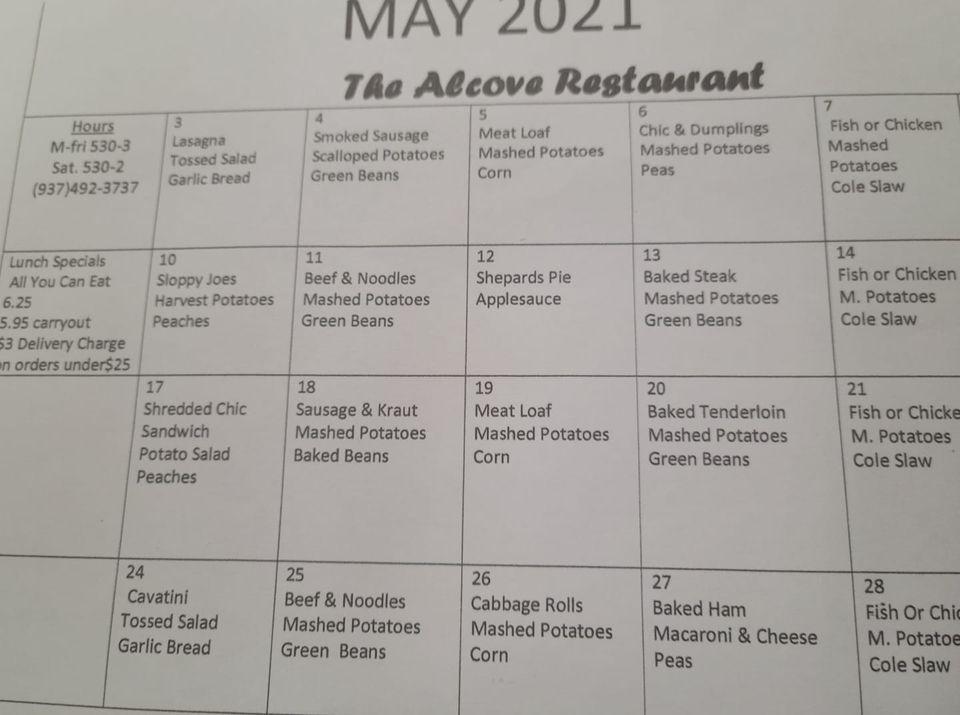 Menu at Alcove Restaurant, Sidney