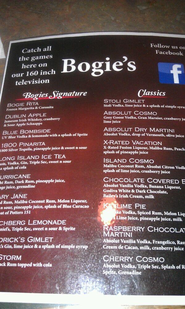 Menu at Bogie's Pub & Grill, Missouri City