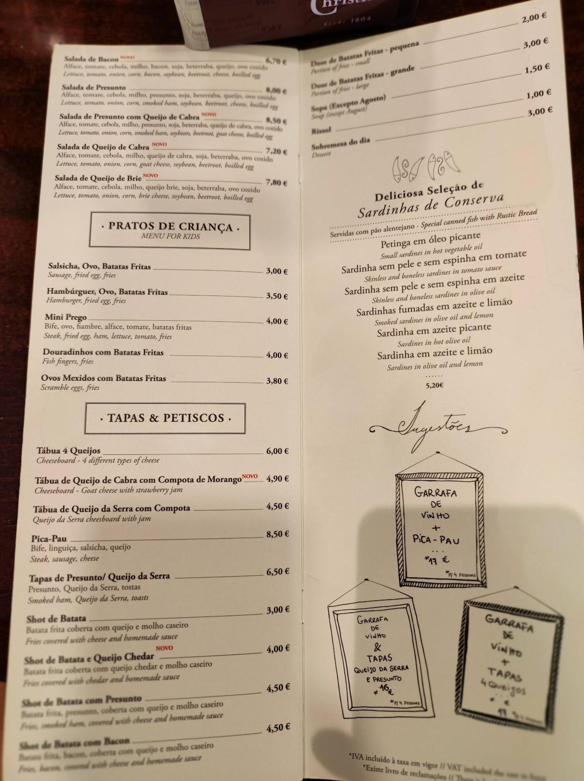 Menu em Café Ritz, Povoa de Varzim