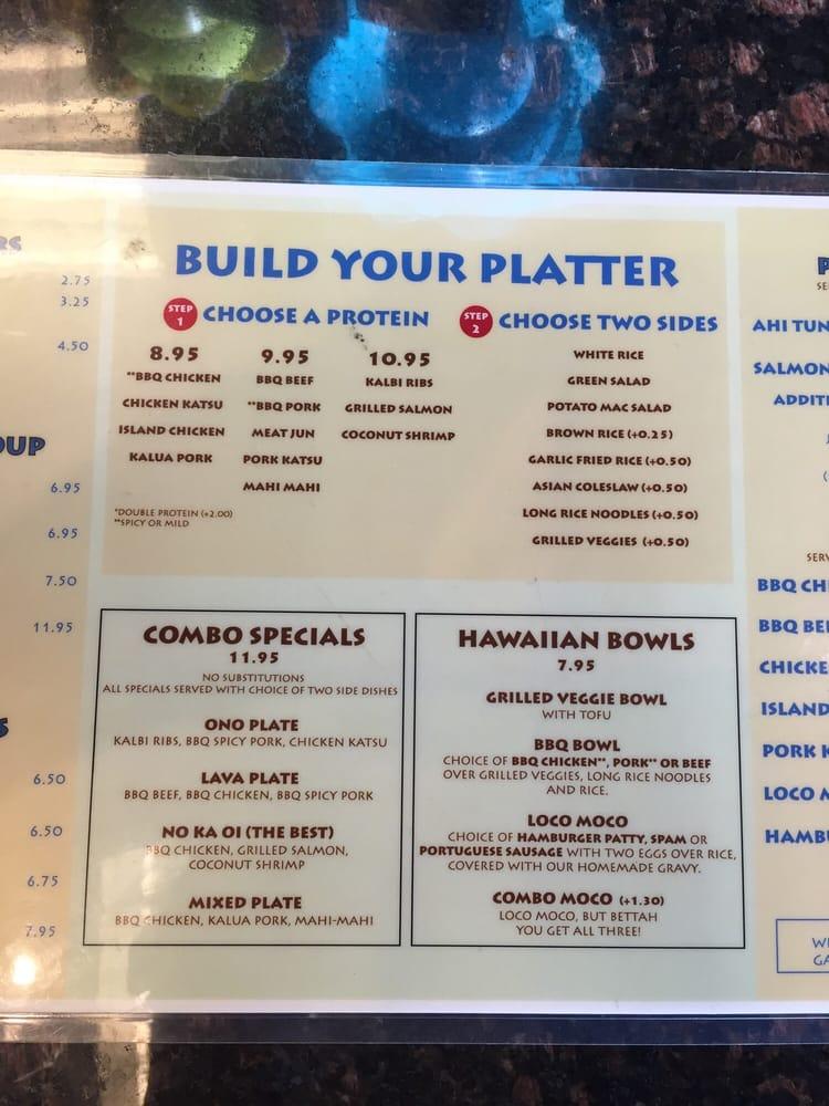 Menu at Da Luau Hawaiian Grill restaurant, Irvine, Jeffrey Rd