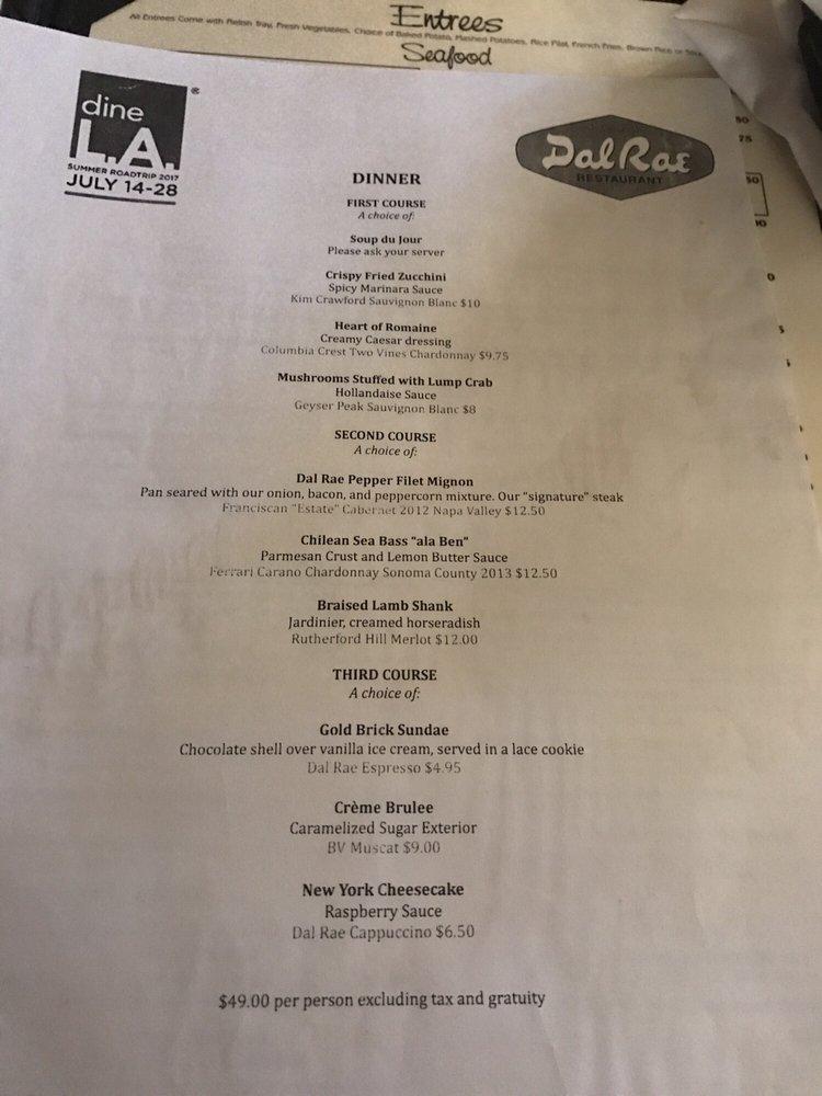 Menu at Dal Rae Restaurant, Pico Rivera