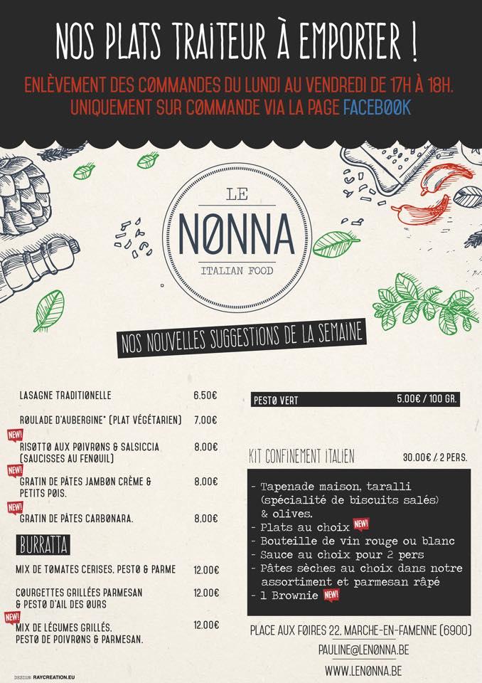 Menu at Le Nonna, Marche-en-Famenne