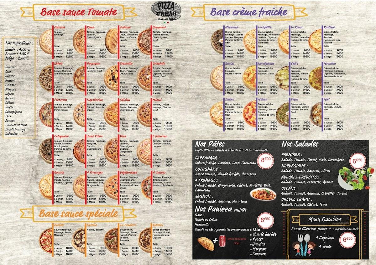 Menu au Pizza Di Roma restaurant, Villers-Outréaux