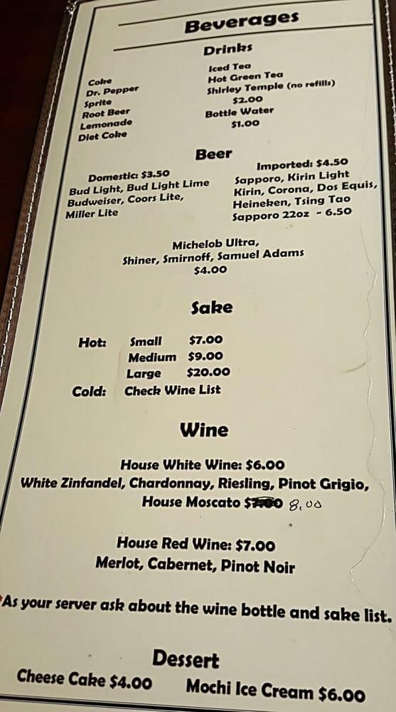 Menu at Sumo Japanese Restaurant, Longview