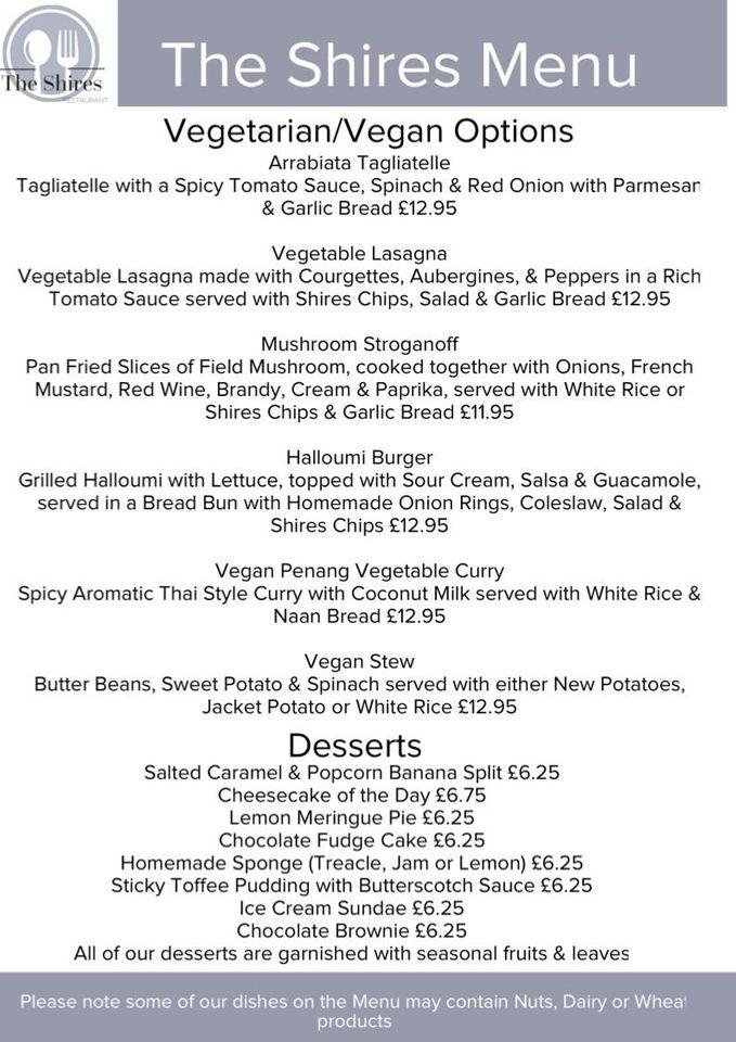 Menu at The Shires pub & bar, Kirton in Lindsey