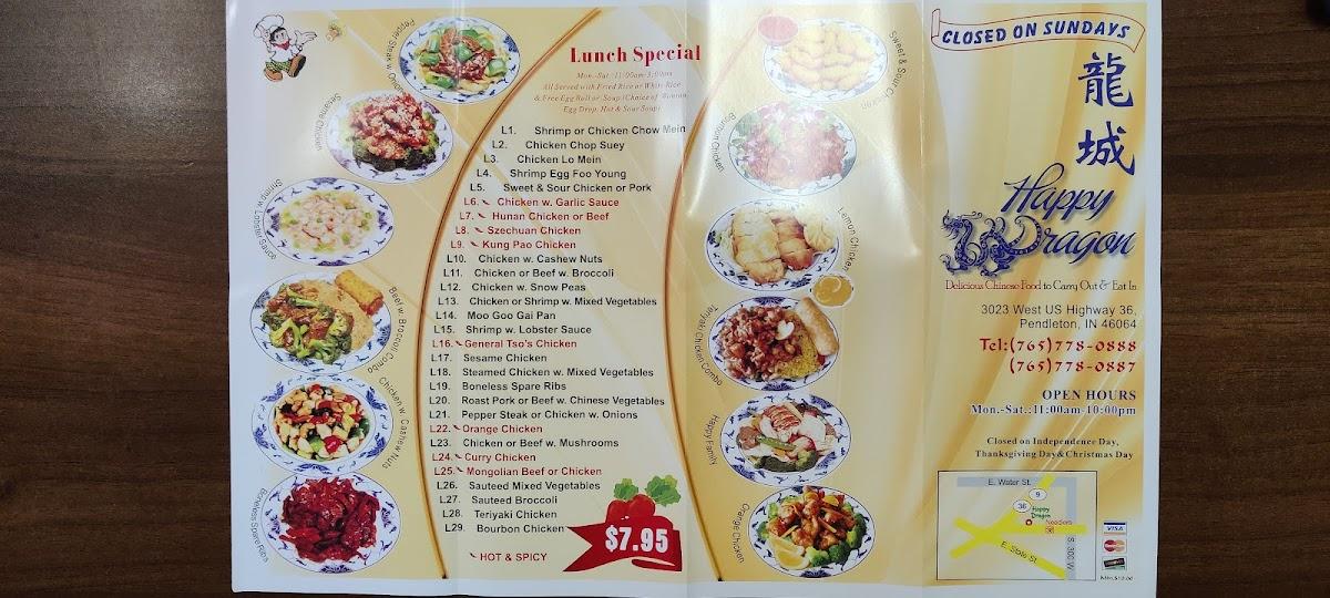 Menu at Happy Dragon restaurant, Pendleton