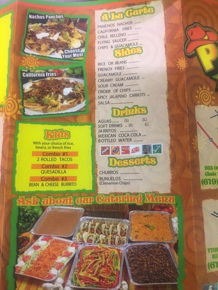 Carta del restaurante Panchos Authentic Mexican Grill, Chula Vista, 933 ...