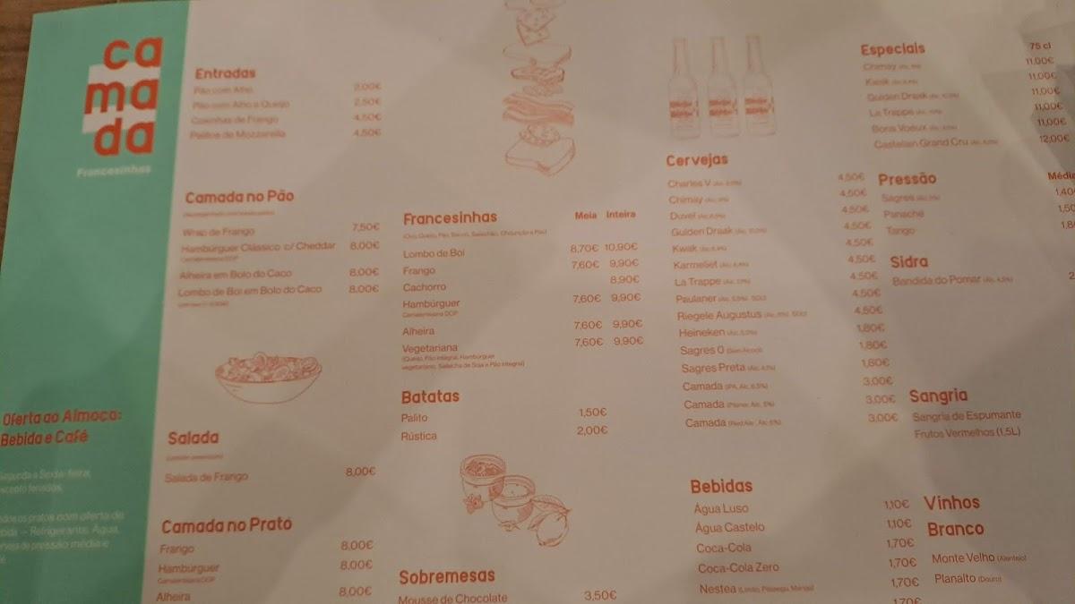 Menu em Camada Braga restaurante, Braga