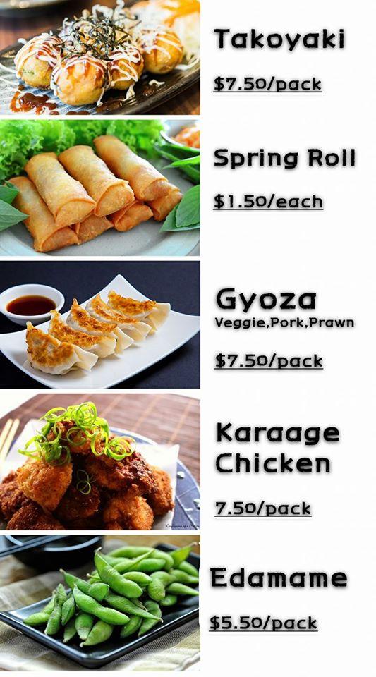 Menu at Kenko Sushi restaurant, Beerwah