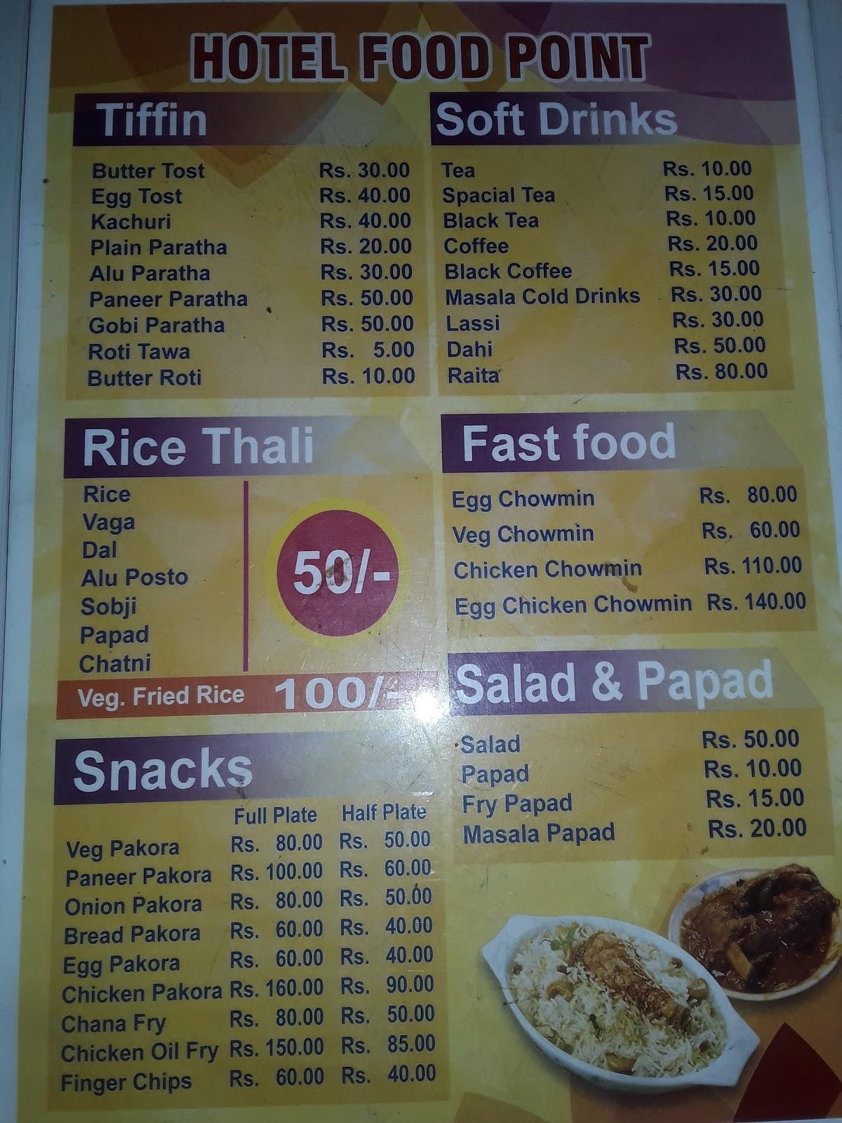 Menu at Hotel Food Point, Nala, 7QQJ+89R