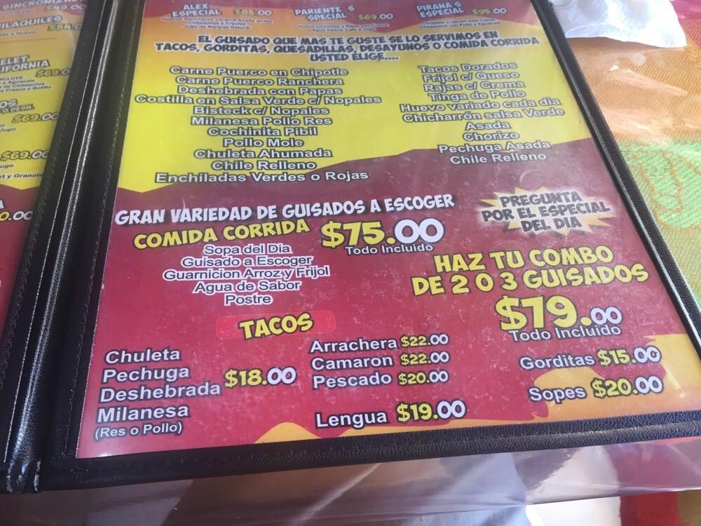 Carta del restaurante Tacos Lalos, Cabo San Lucas