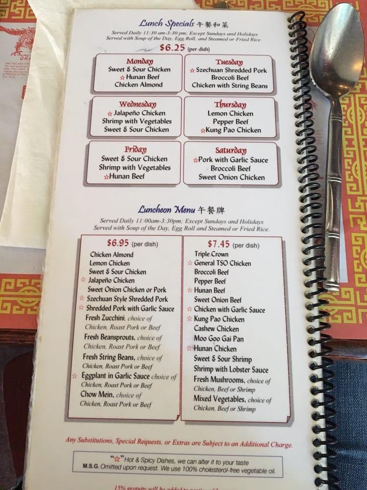 Menu at Lotus Inn Restaurant, McAllen