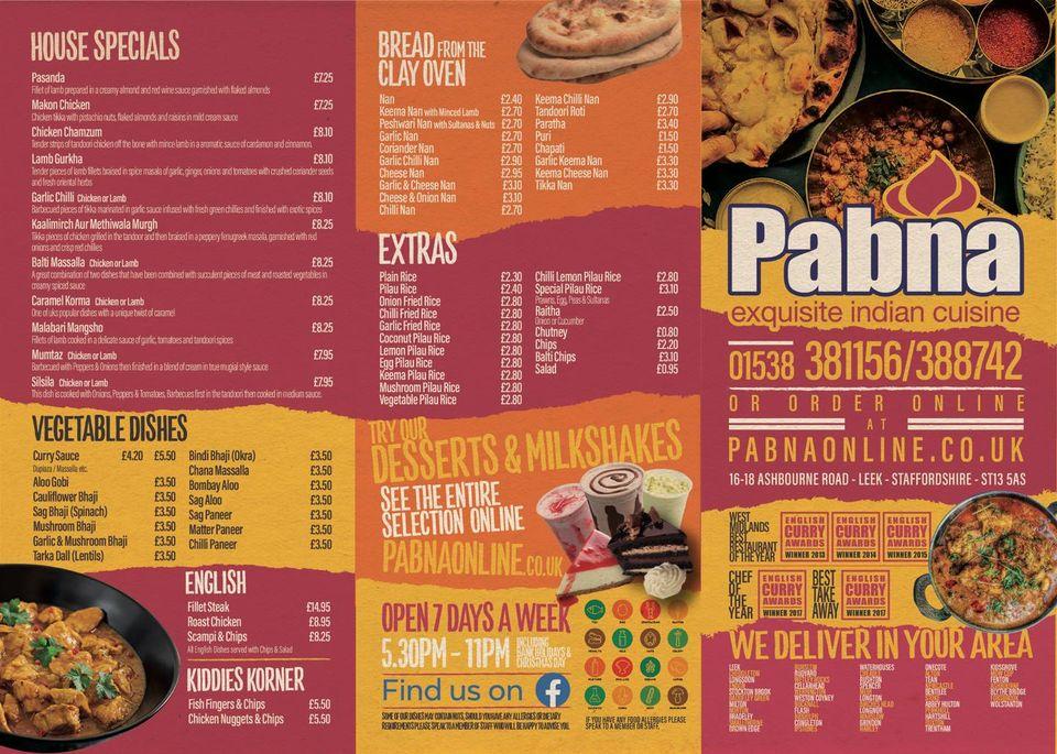 Menu at Pabna Restaurant, Leek