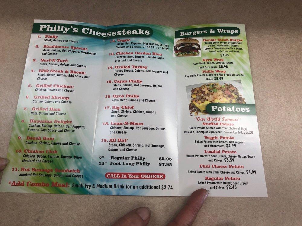 Menu at Philly's Steak House steakhouse, Marrero, Westbank Expy