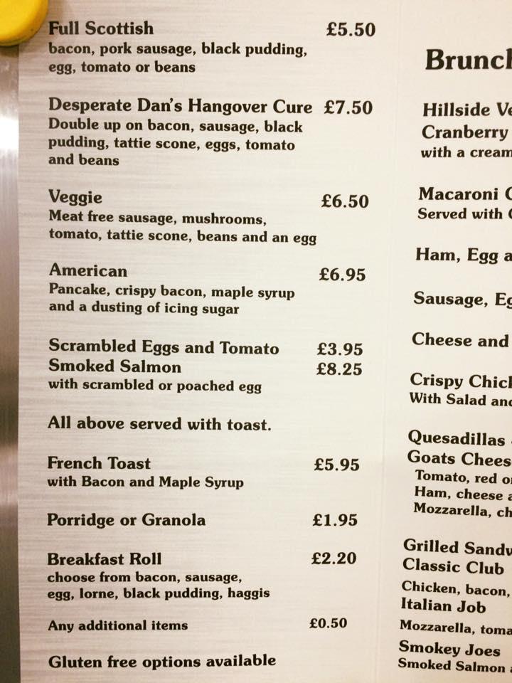 Menu at Antlers Cafe, Newtonmore