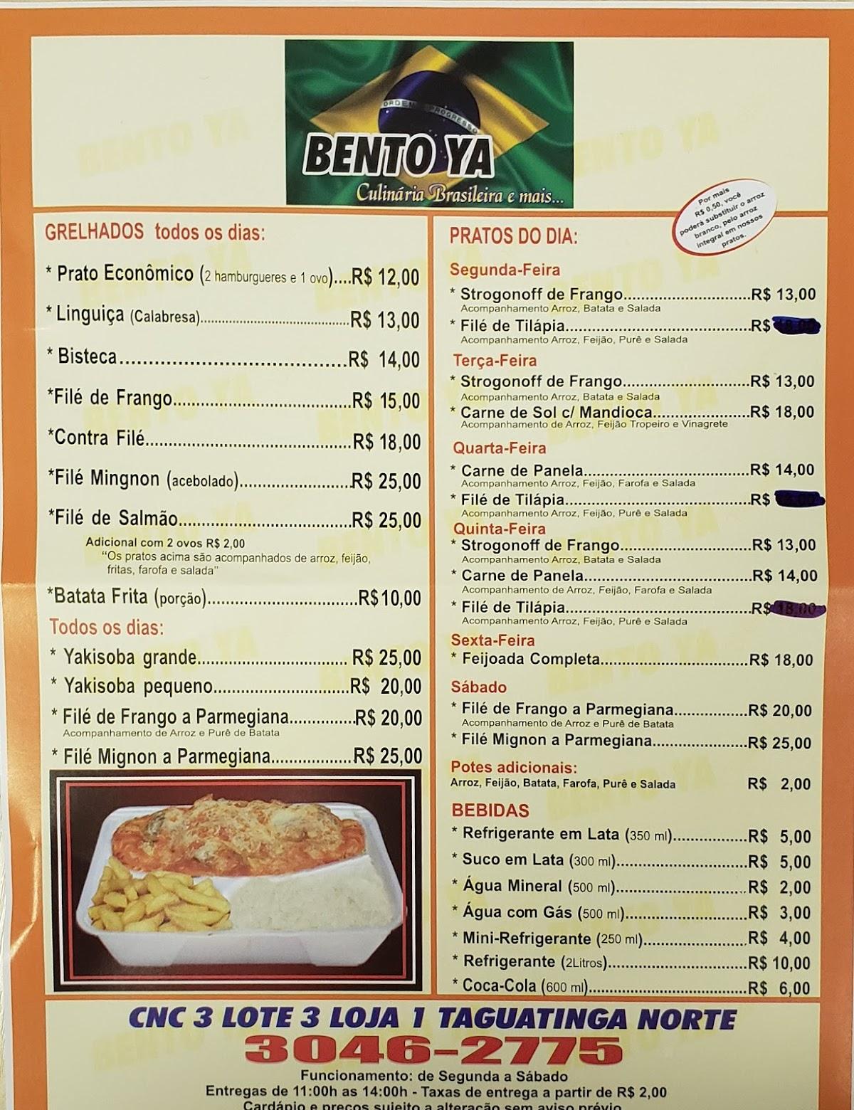 Menu at Casa De Marmitas Bento Ya restaurant, Brasília