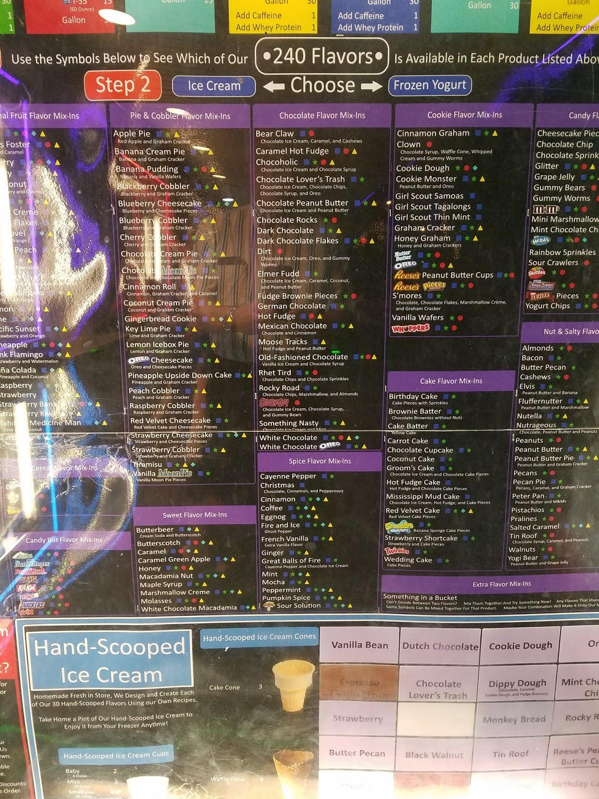 Menu at Velvet Cream–The Dip fast food, Hernando