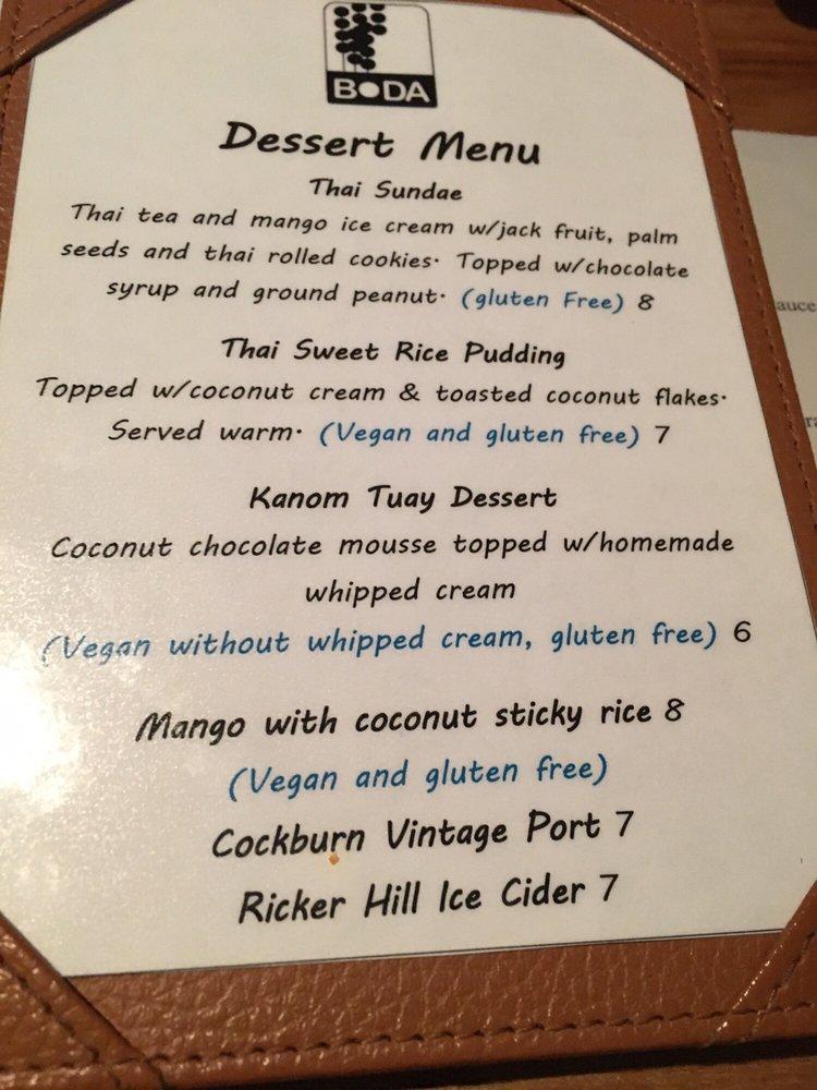 Menu at Boda restaurant, Portland