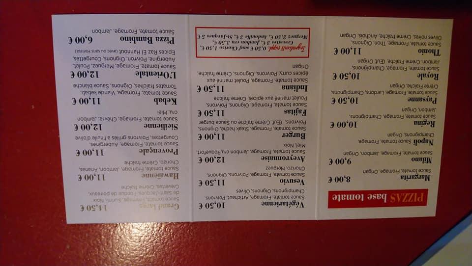 Menu au Chez Jeff restaurant, Plédran
