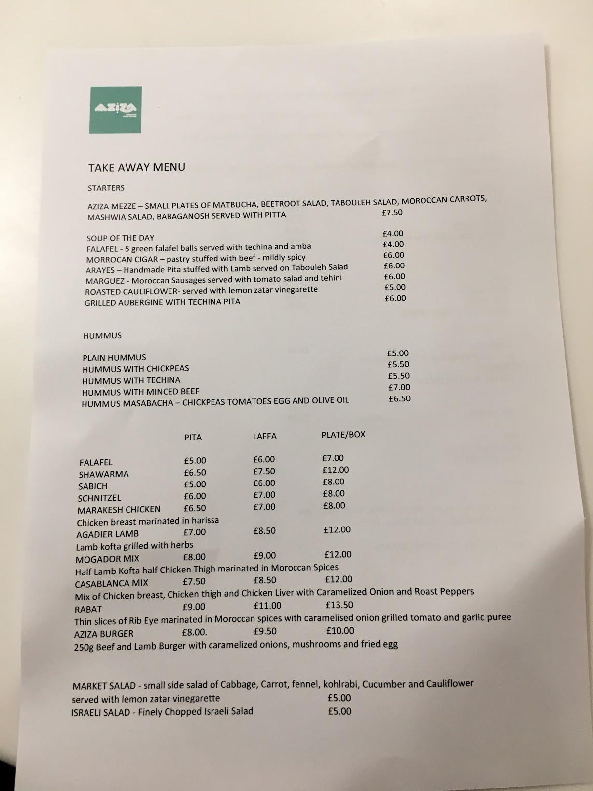 Menu at Closed restaurant, Borehamwood