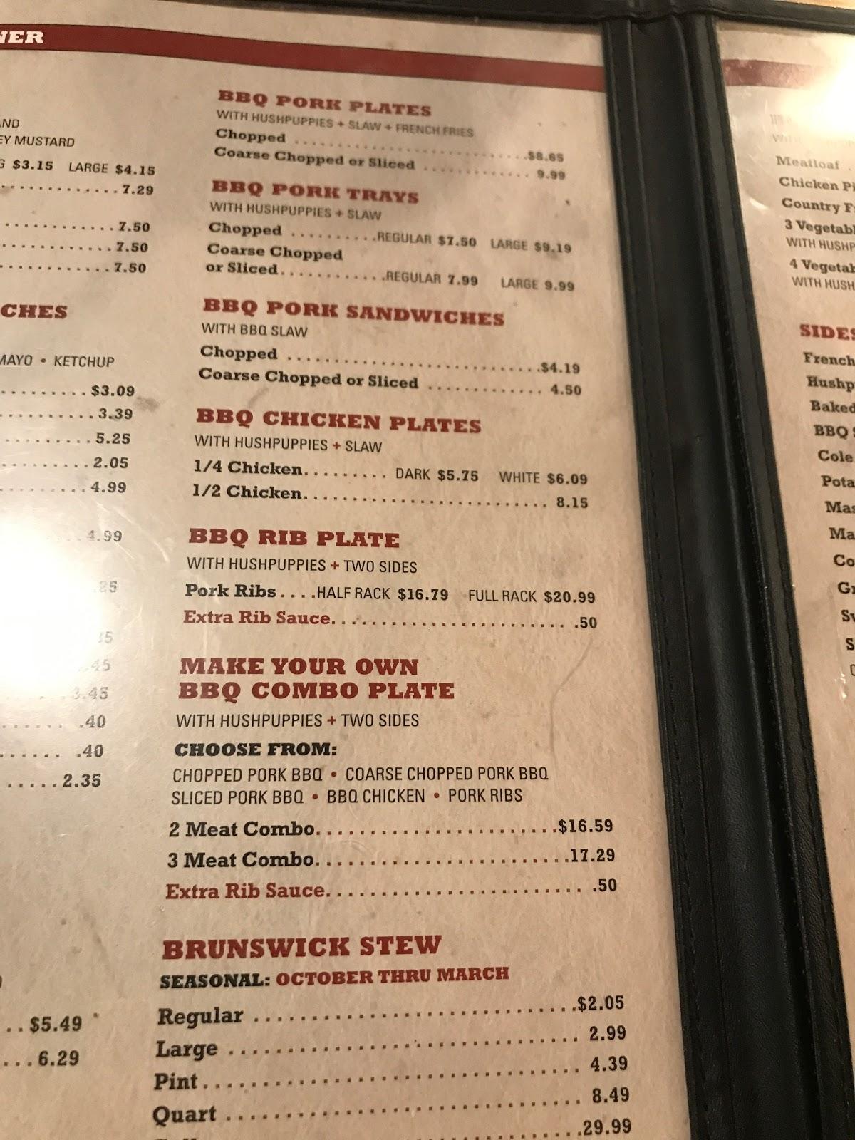 Menu at Country BBQ, High Point, Sedgebrook St