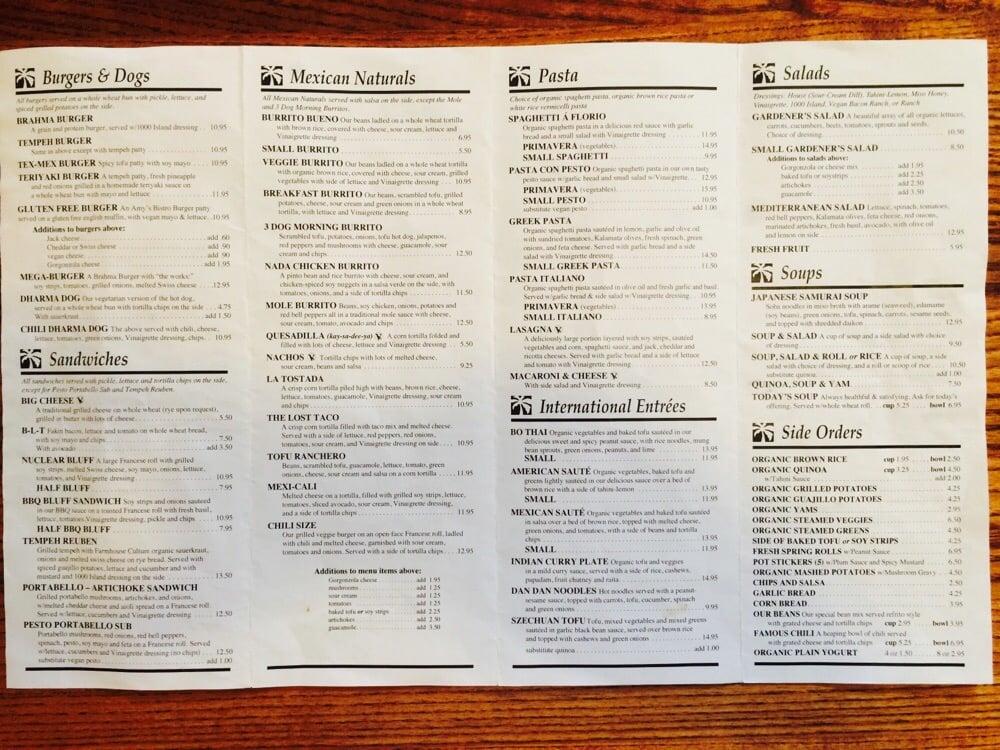 Menu at Dharma's Restaurant, Capitola