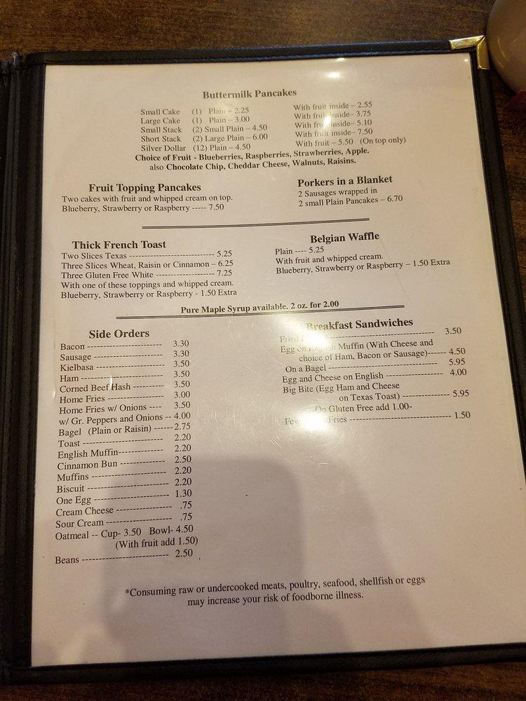 Menu at Downtown Diner restaurant, Augusta