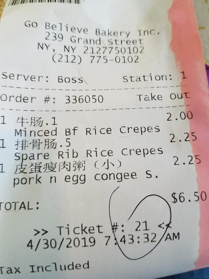 Menu at Go Believe restaurant, New York City