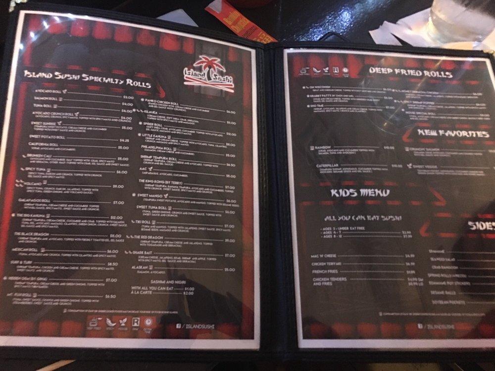 Menu at Island Sushi restaurant, Appleton