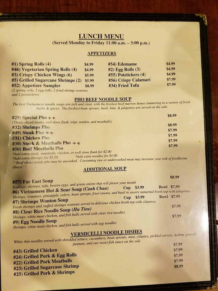 Menu at Saigon Nites restaurant, Scottsdale, Hayden Rd #127