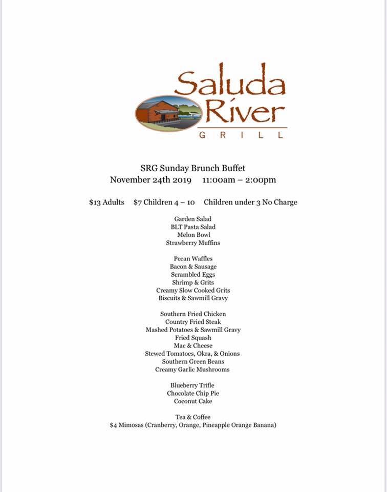 Menu at Saluda River Grill pub & bar, Piedmont