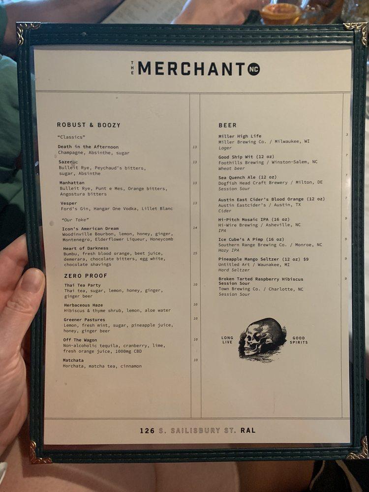 Menu at The Merchant NC pub & bar, Raleigh