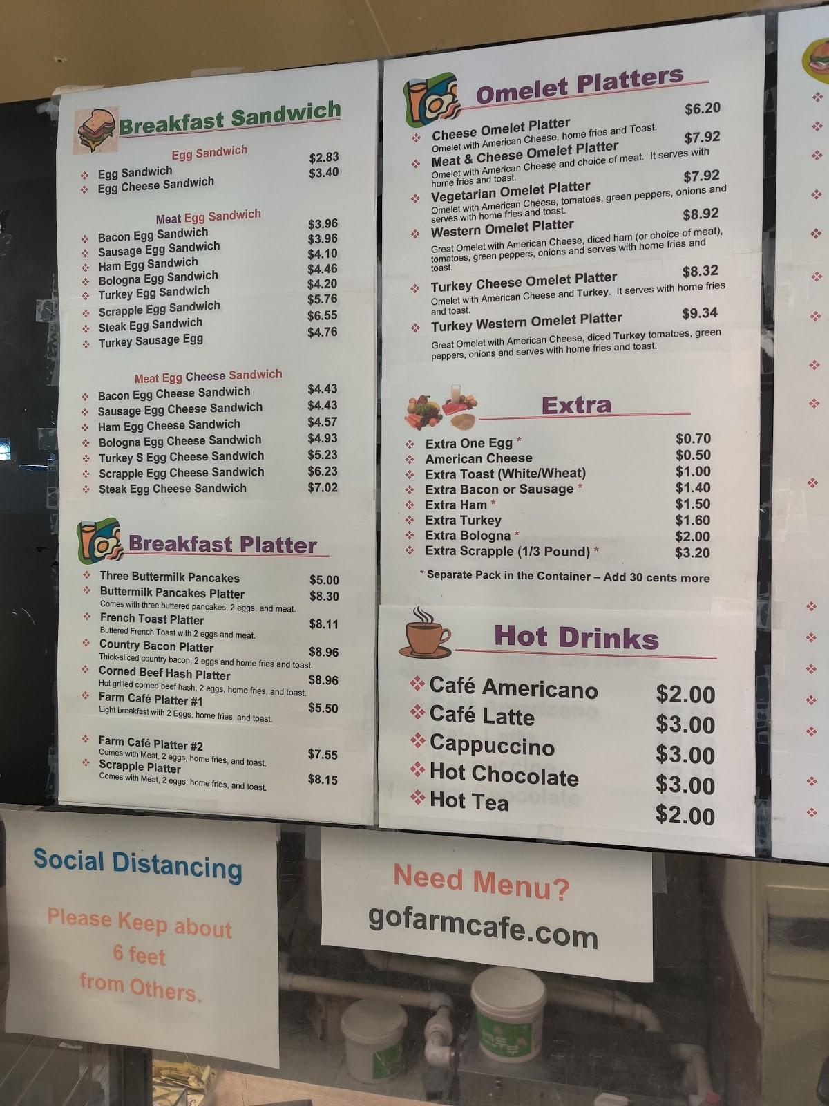 Menu at Farm Cafe, Woodbridge