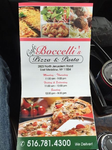 Menu at Cafe Boccelli's, East Meadow