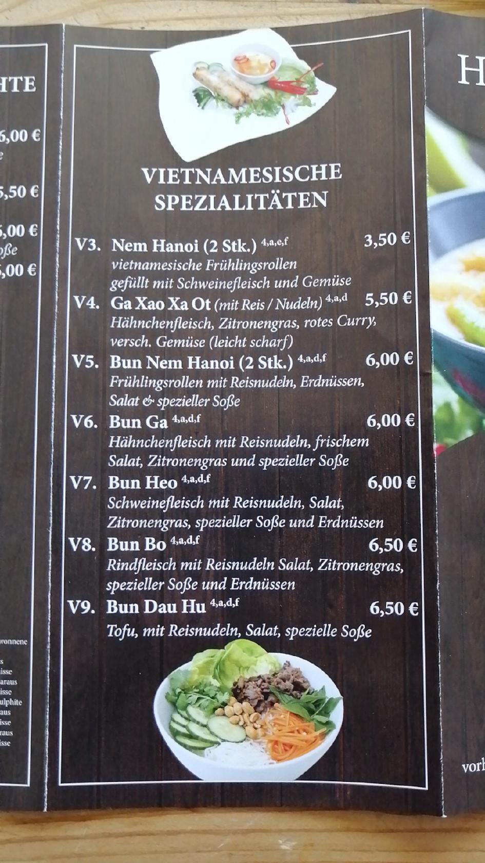 Speisekarte von Ho Thien Quan restaurant, Schwerin