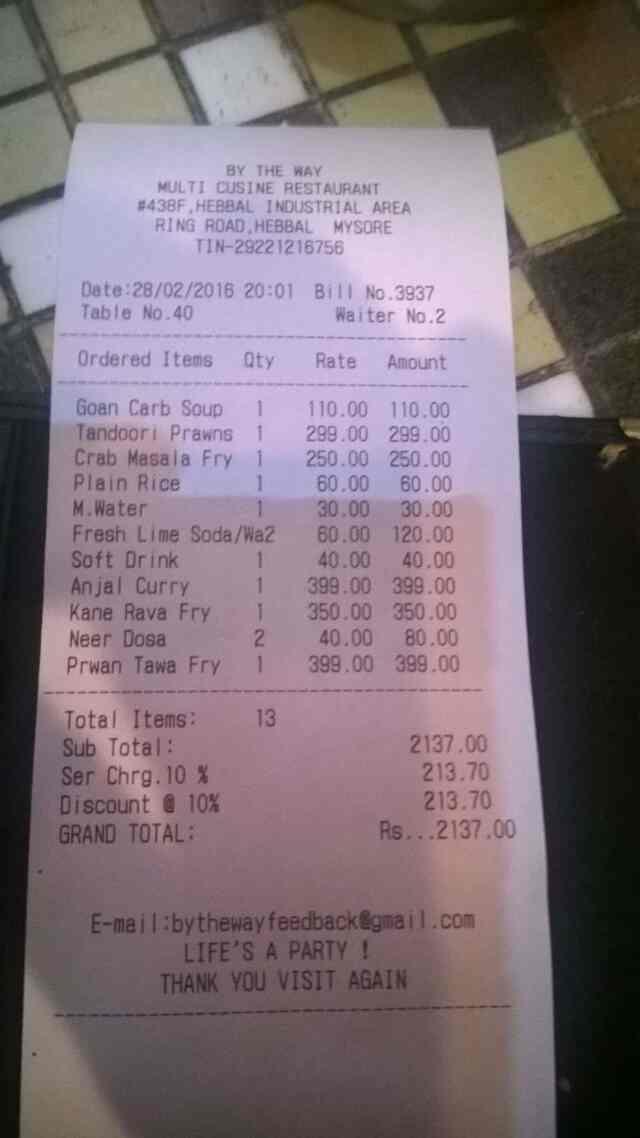 Menu at By The Way Restaurant Mysore, Mysuru, Ring Rd