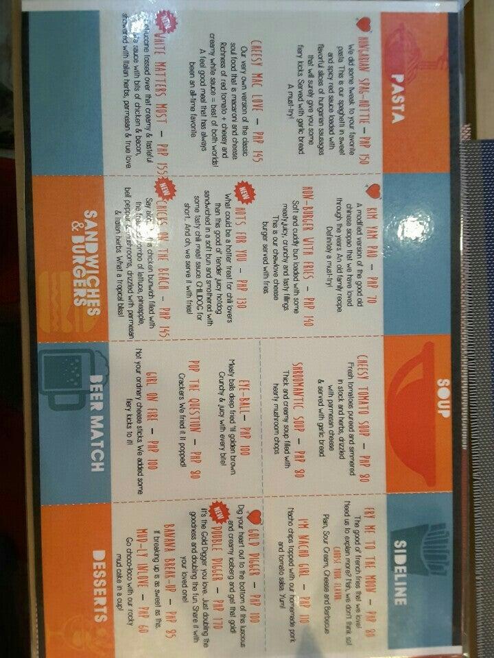 Menu at Chewlove restaurant, Tacloban City